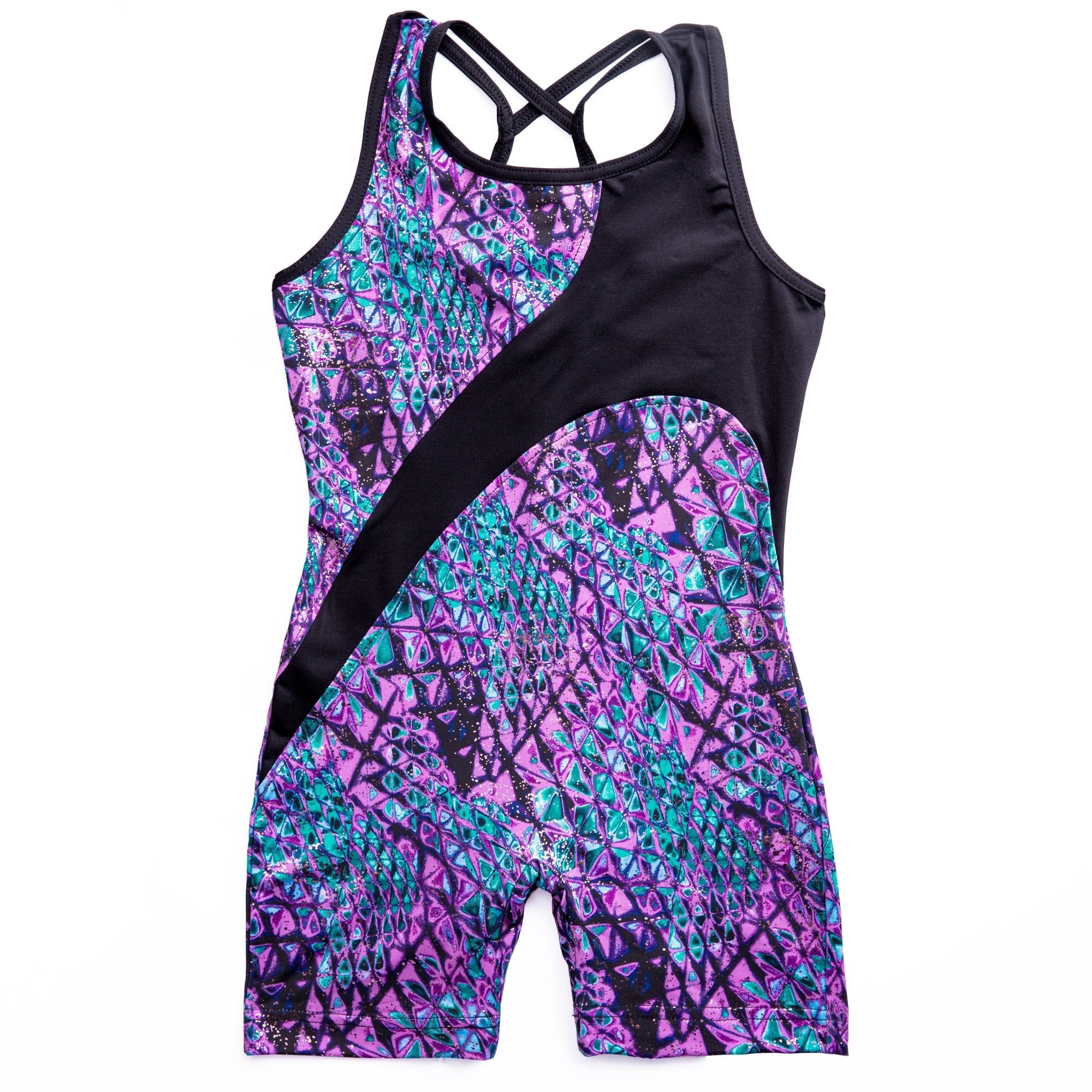 Rainbeau Moves Girls Dance & Gymnastics Studded Serpent Print Biketard ...