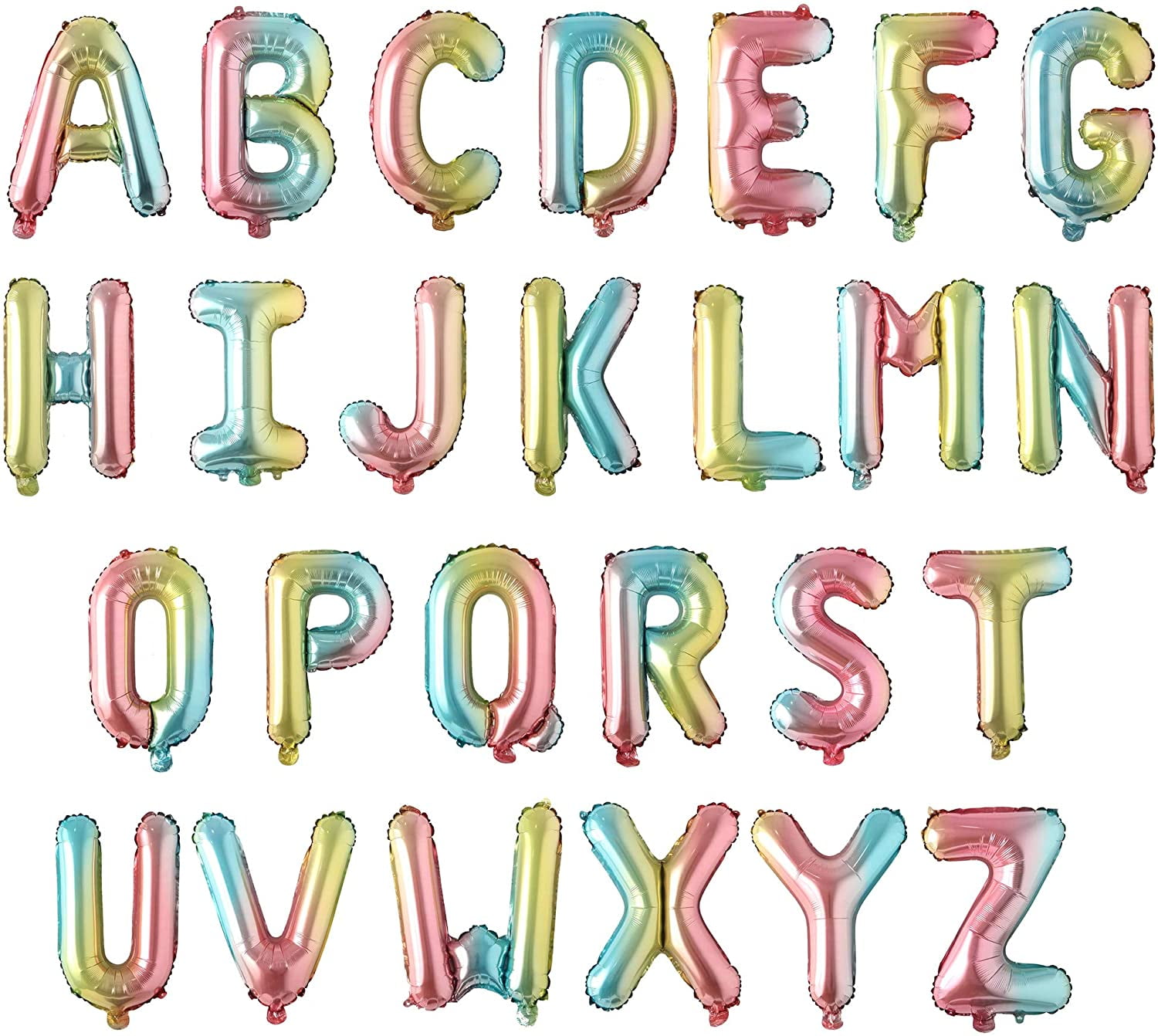 Rainbow 16 Foil Mylar Letter Balloons Mega Pack - Aluminum Hanging Film ...