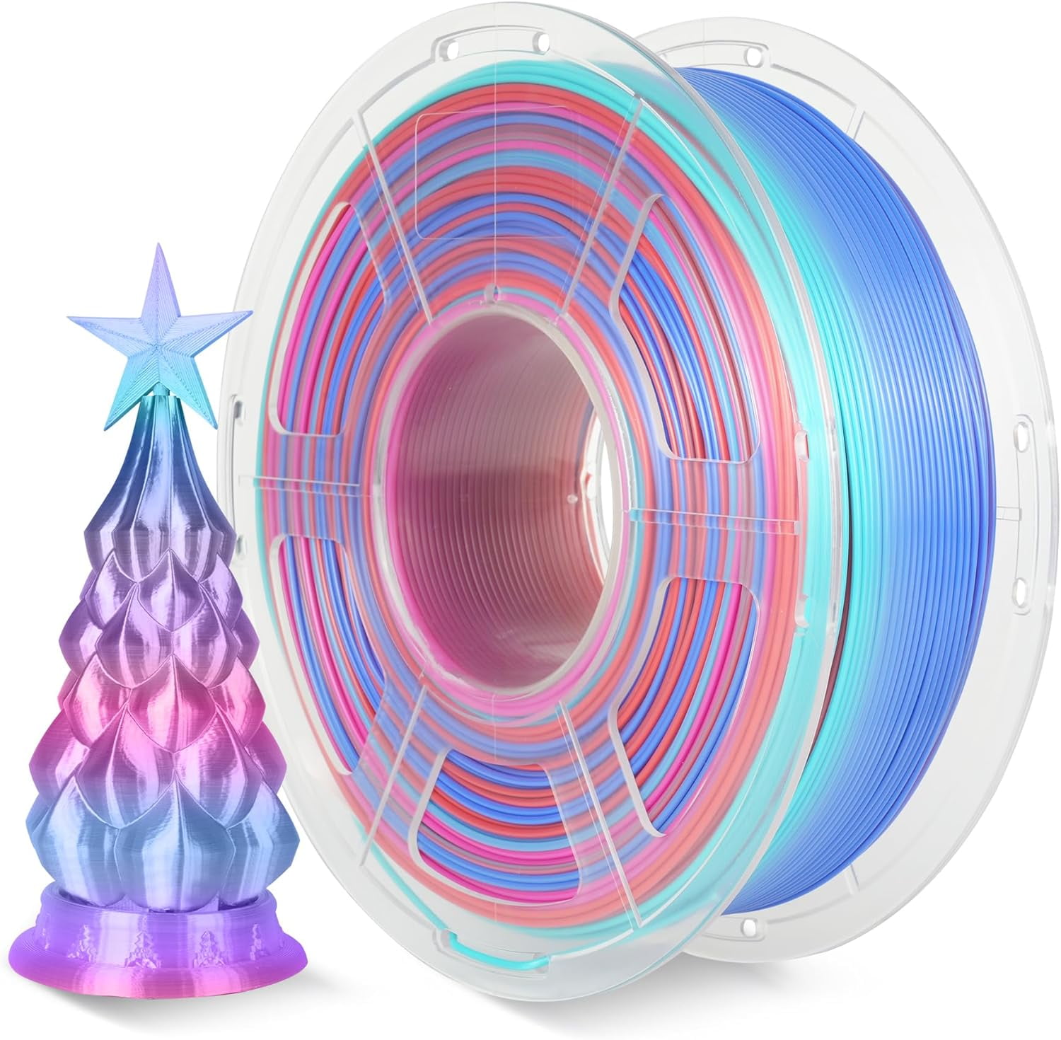 Rainbow 3D Printer Filament Bundle, 4 Rolls PLA+ Silk Rainbow & 4 Rolls ...