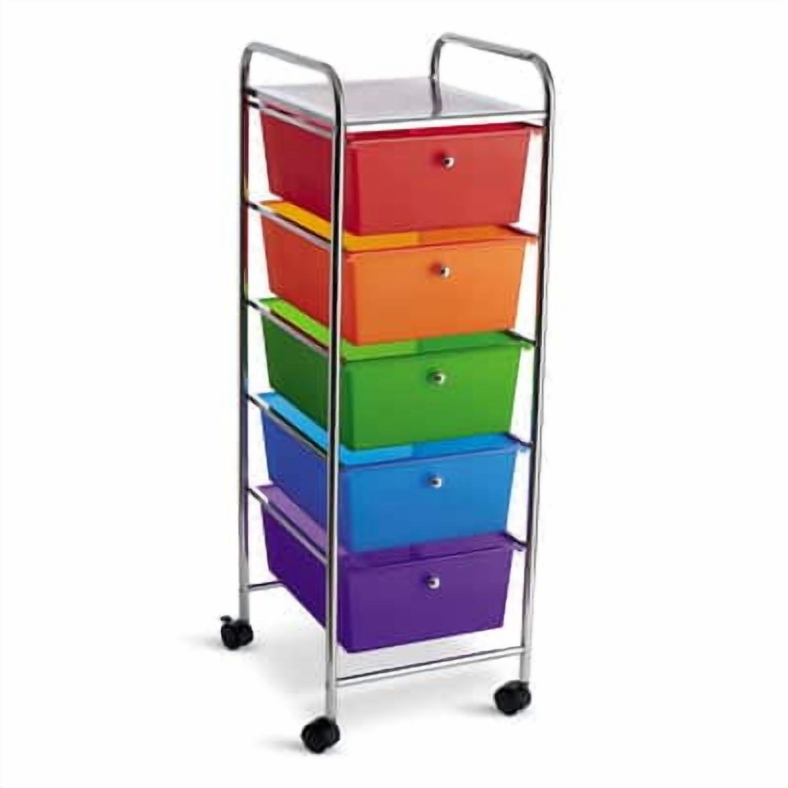 Rainbow 5-Drawer Rolling Storage Carts by Simply Tidy – Metal Frame ...