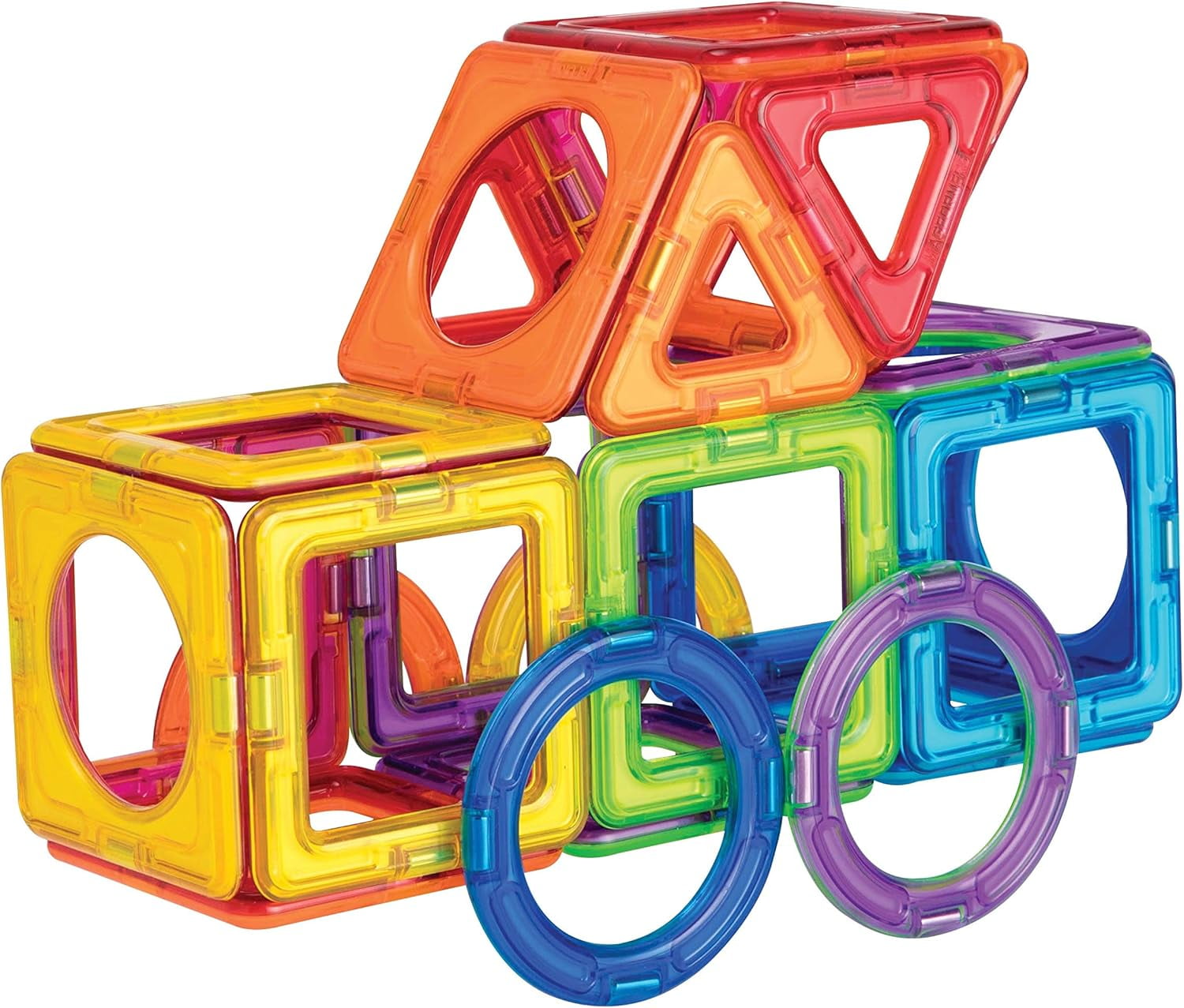 Rainbow 62-Piece Set - Magnetic Tiles Building Blocks, Educational Kit ...