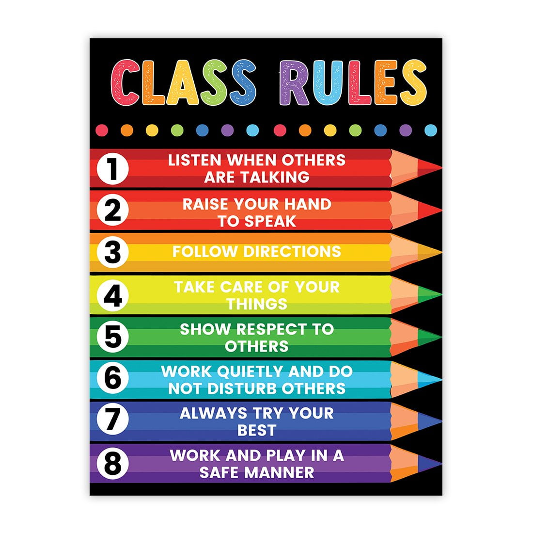 Rainbow 8 Class Rules Sign Positive Classroom Behavior Management ...