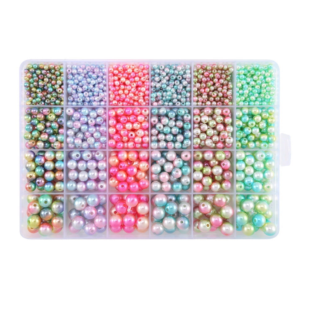Rainbow ABS Pearl Beads Kit Gradient Pearls Beads Bracelet Making Kit ...