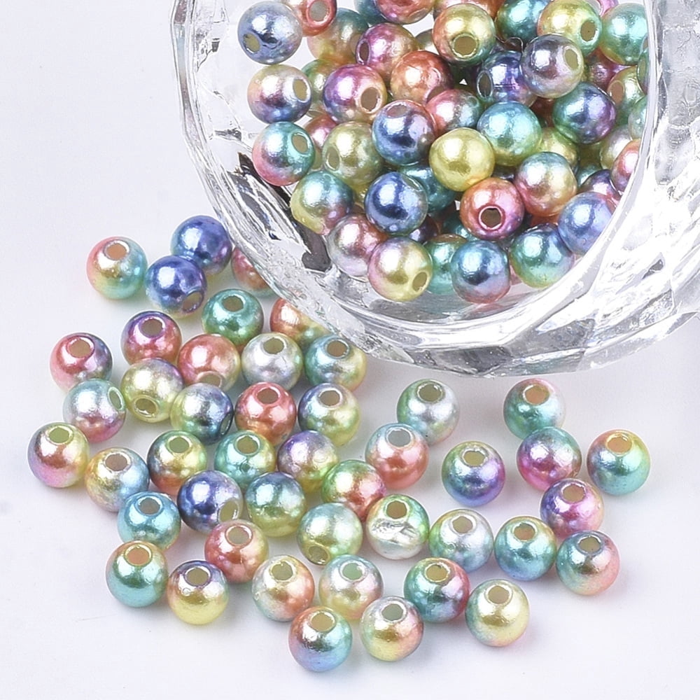 Rainbow ABS Plastic Imitation Pearl Beads Gradient Mermaid Pearl Beads ...