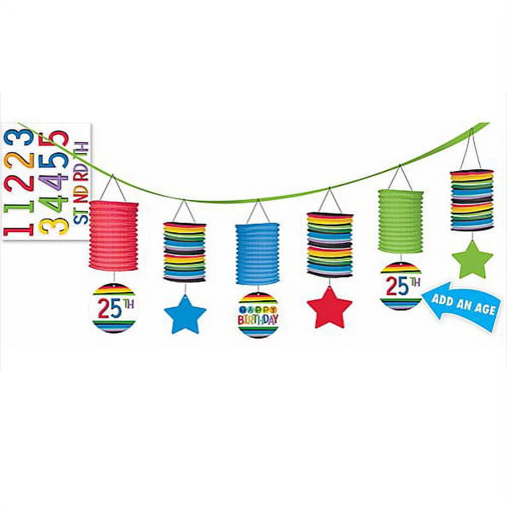 Rainbow Add-Any-Age Birthday Paper Lantern Garland (12ft) - Walmart.com
