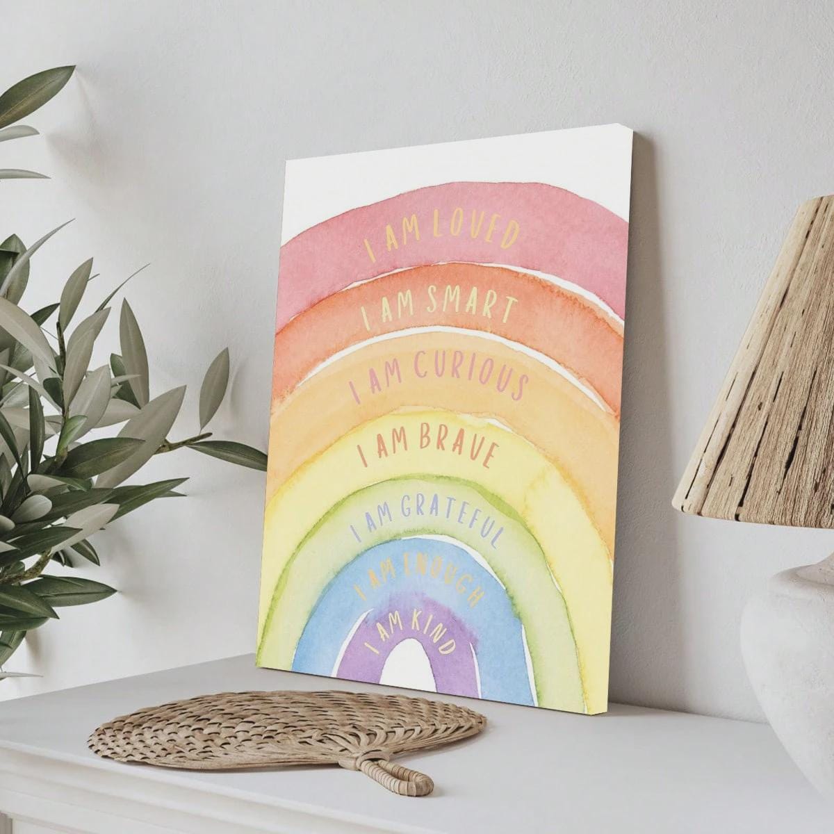 Rainbow Affirmation Wall Art Poster I Am Kind Loved Brave Enough ...