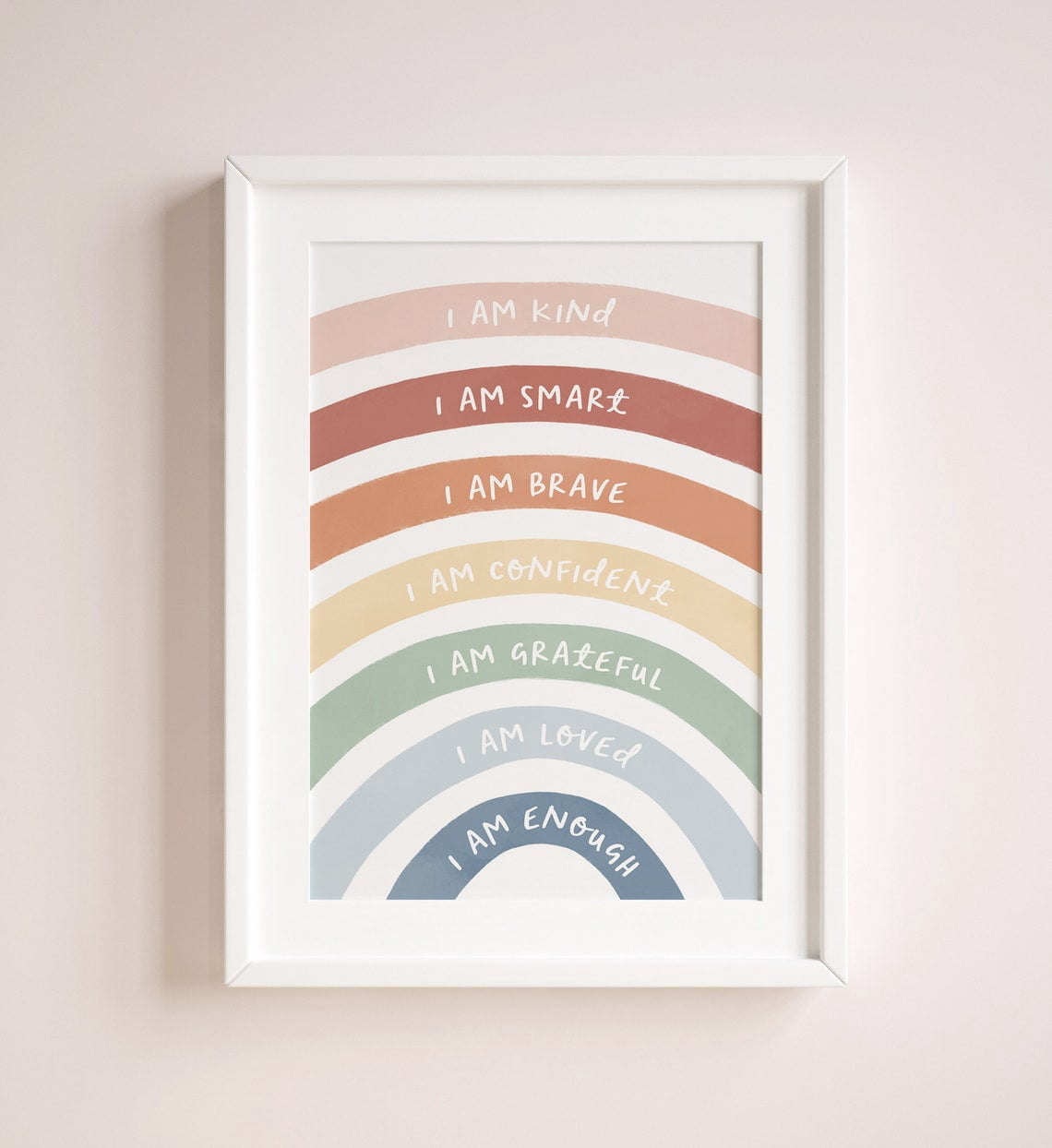 Rainbow Affirmations Poster I Am Kind Smart Loved Wall Art ...