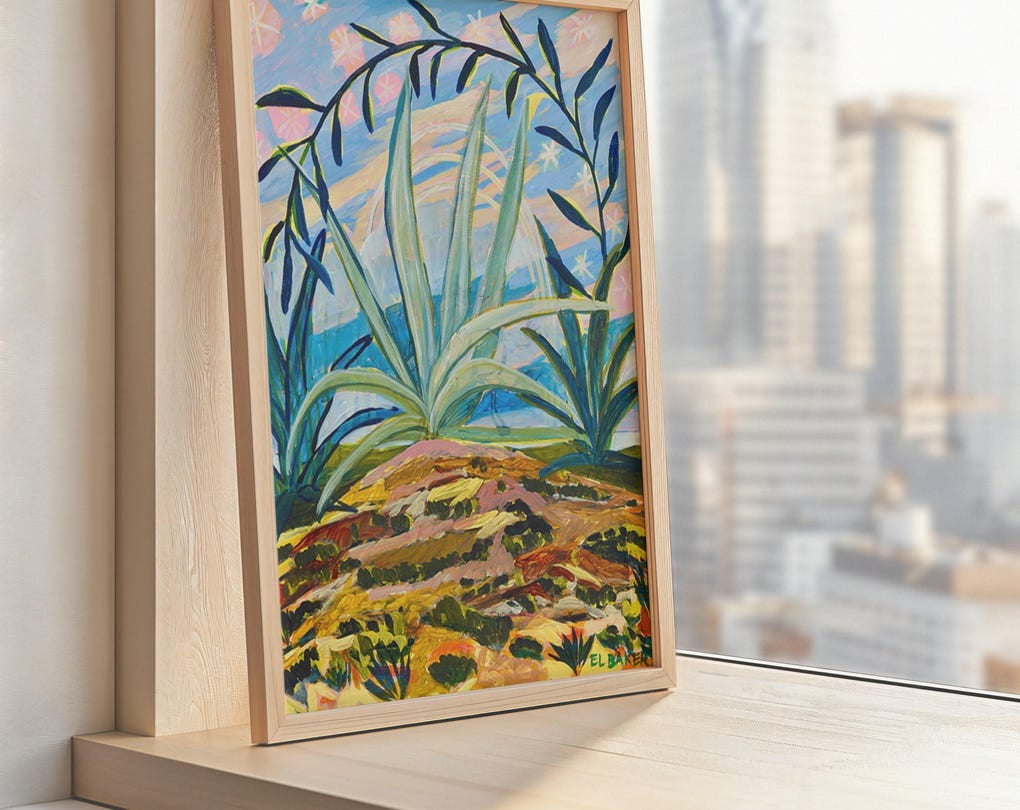 Rainbow Agave Plants Botanical Print Western Cactus Wall Art Vintage ...