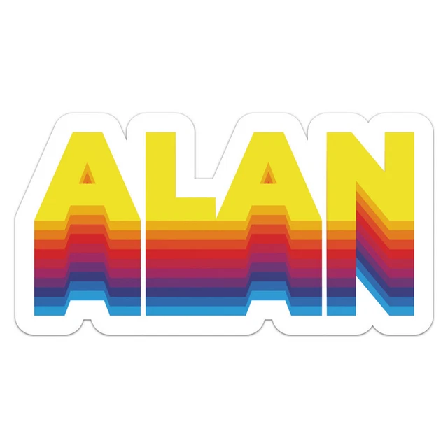 Rainbow Alan Name Sticker Phone Decal Water Bottle Stickers Car Decals ...