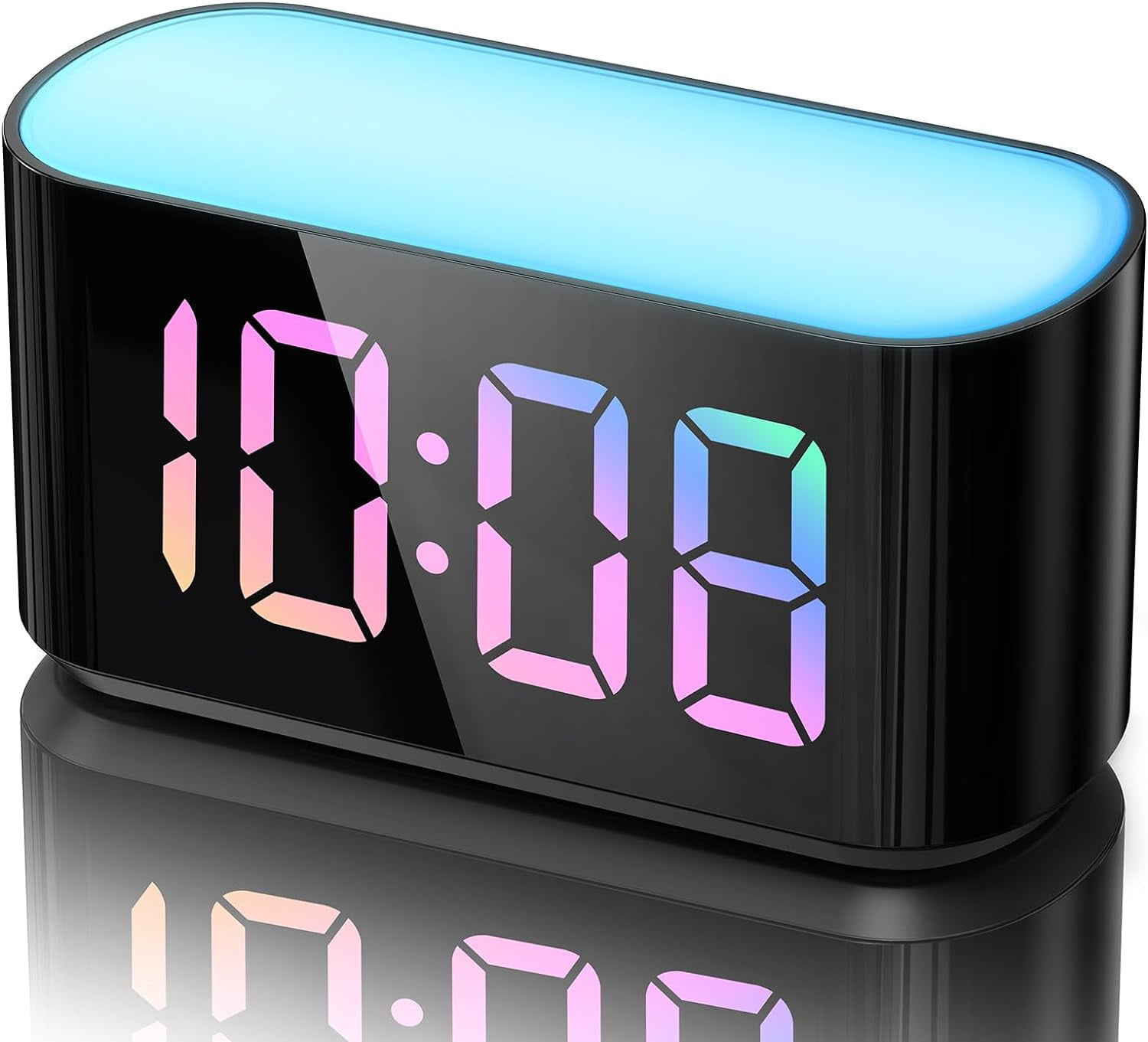 Rainbow Alarm Clock for Bedroom, Large Display with Dimmer, Large Night ...