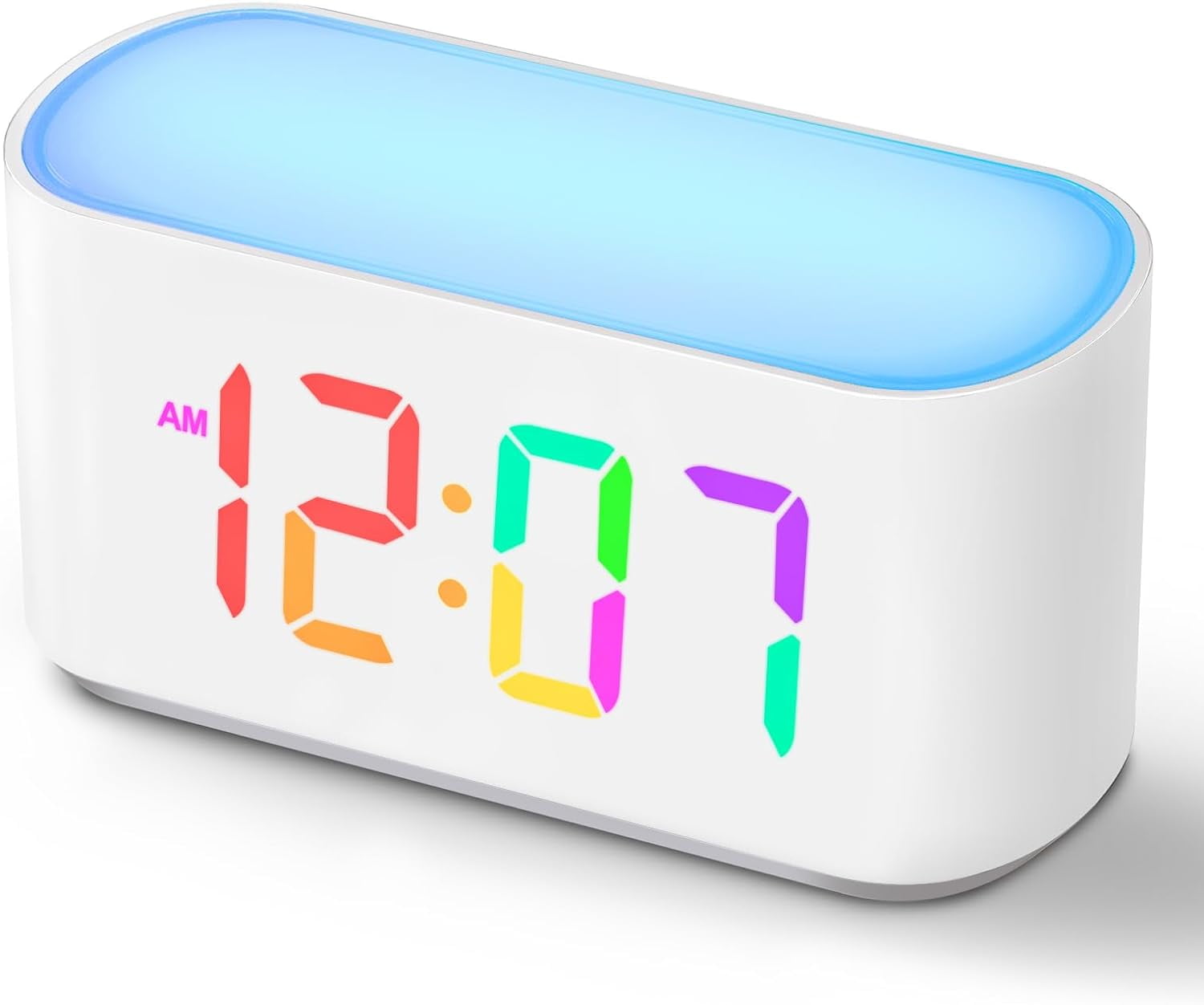 Rainbow Alarm Clock for Bedrooms, Large Display Digital Clocks, 7 Color ...