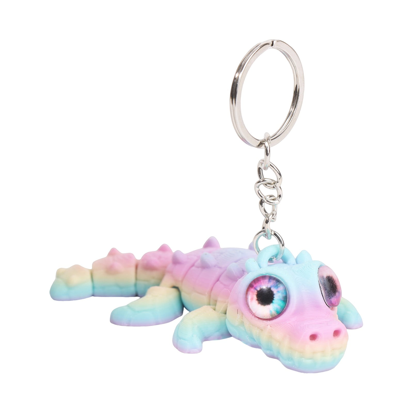 Rainbow Alligator Keychain Cute Soft PVC Keyring Colorful Cartoon Key ...