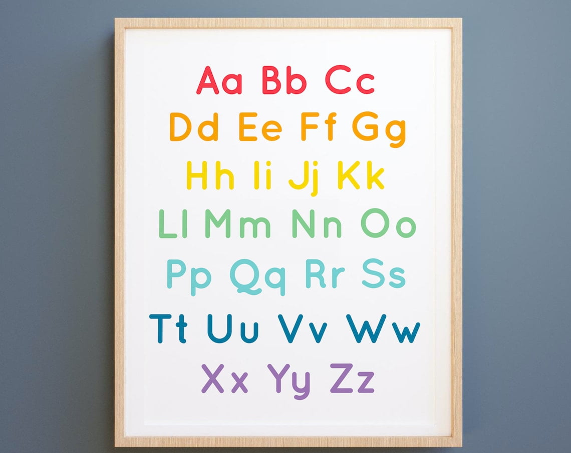 Rainbow Alphabet Print, Nursery Art, Homeschool Print, Kids Posters,Abc ...