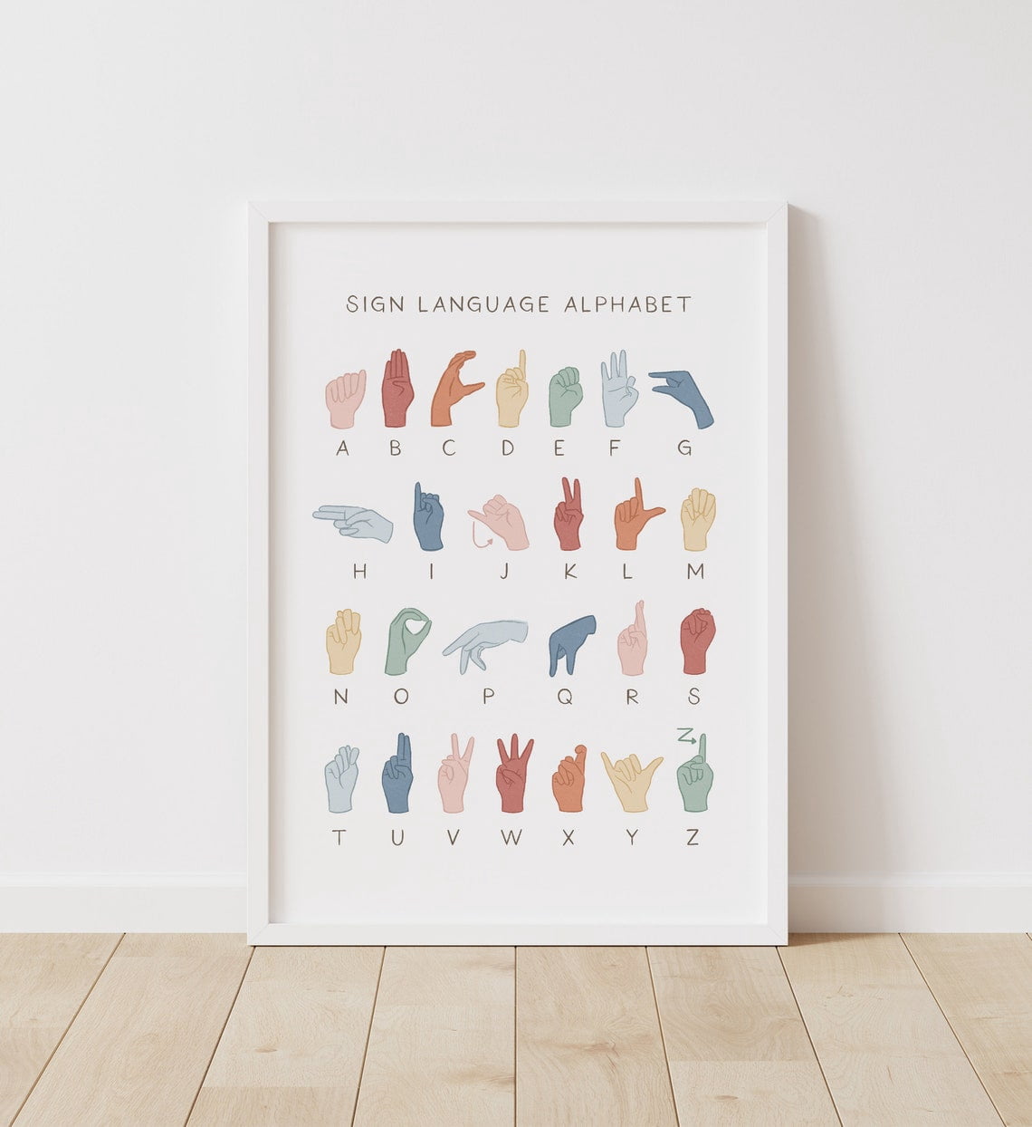 Rainbow American Sign Language Poster Asl Alphabet Wall Art Homeschool ...