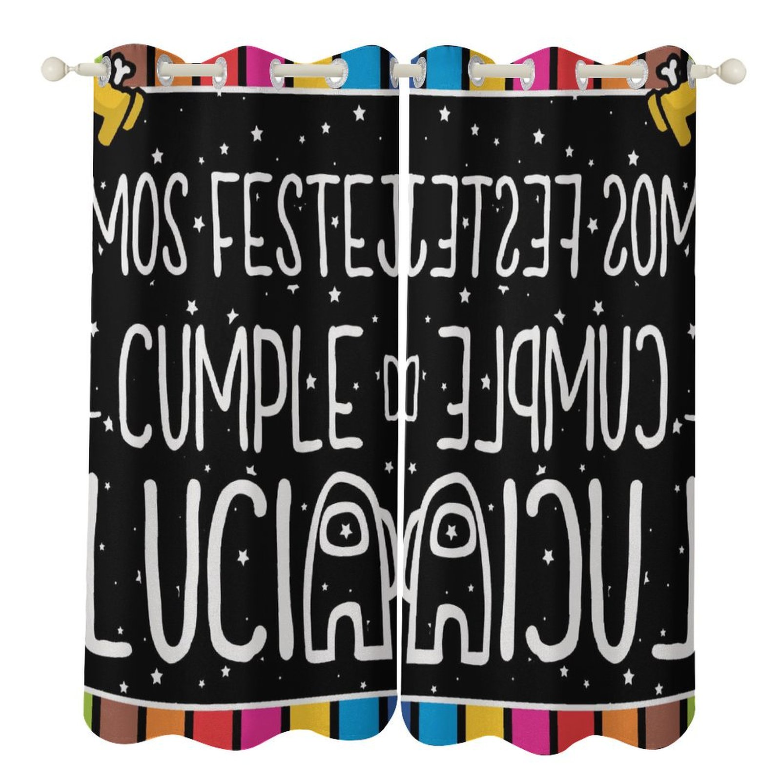 Rainbow Among-Us Imposter Crewmate Curtains 84 Inch,Blackout Curtains ...