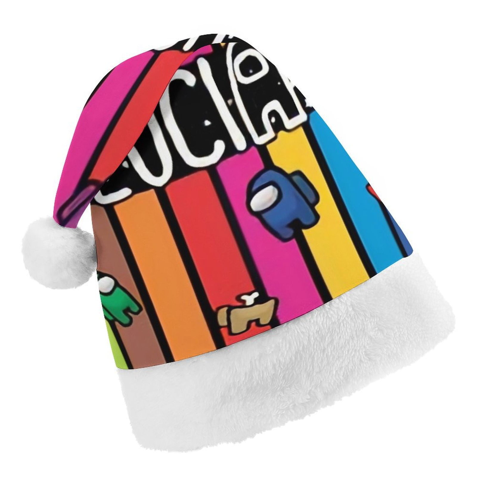 Rainbow Among-Us Imposter Crewmate Santa Hat,Rainbow Among-Us Imposter ...