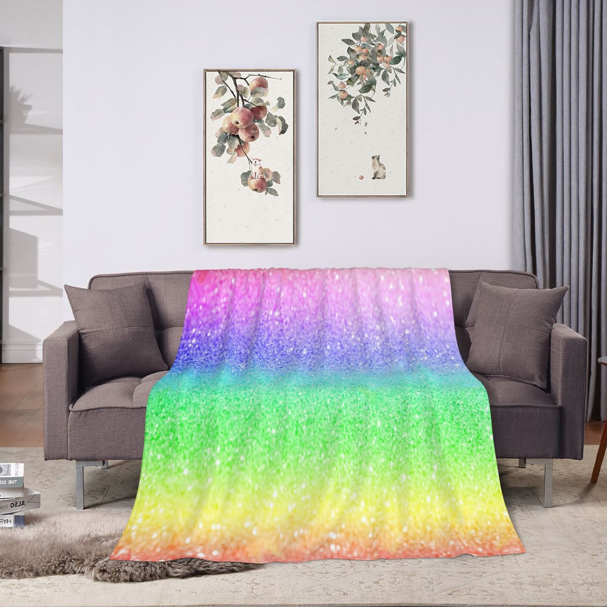 Rainbow And Pastel Glitter Texture Background Photo Throw Blankets 60 ...