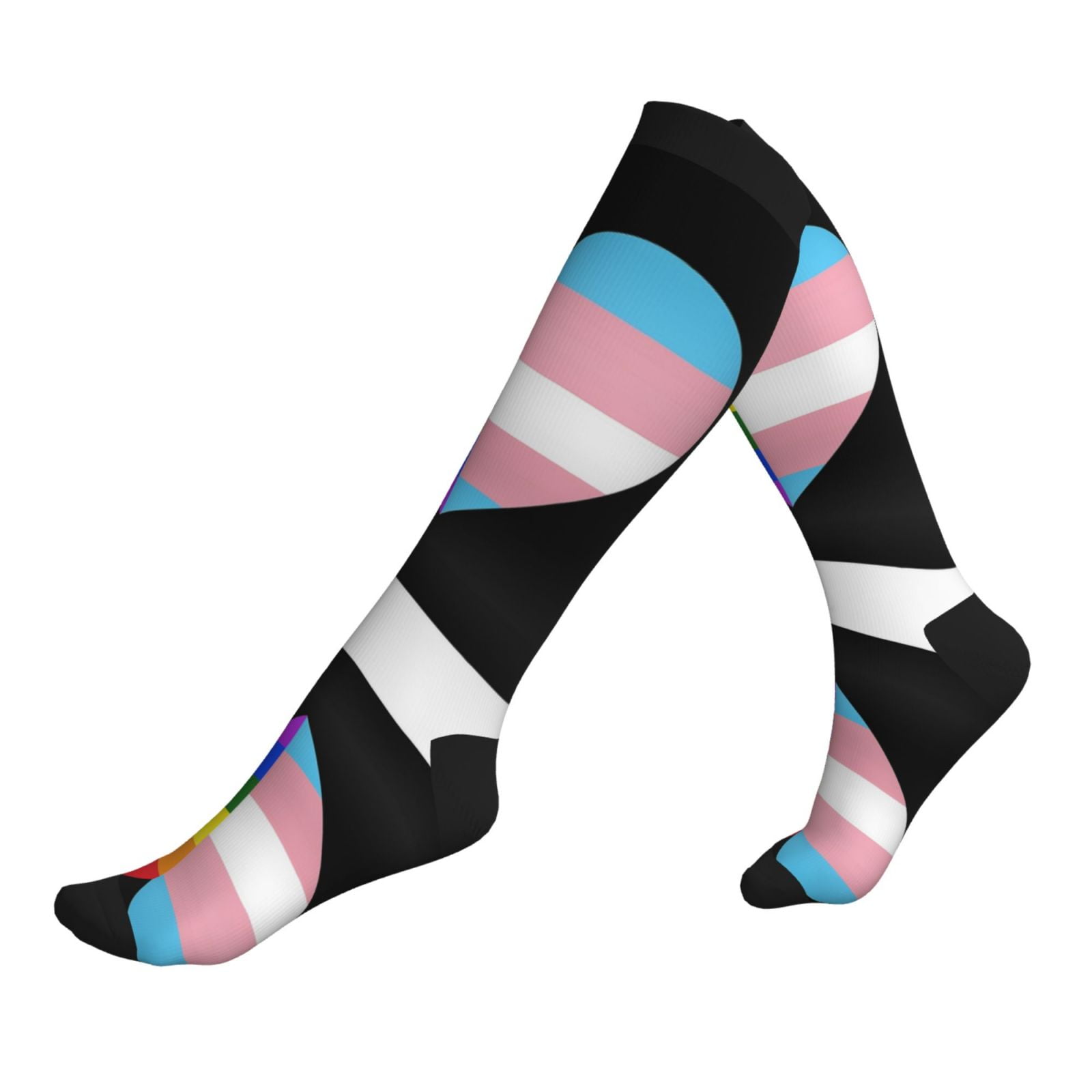Rainbow And Transgender Flag Heart Compression Socks For Women Men ...