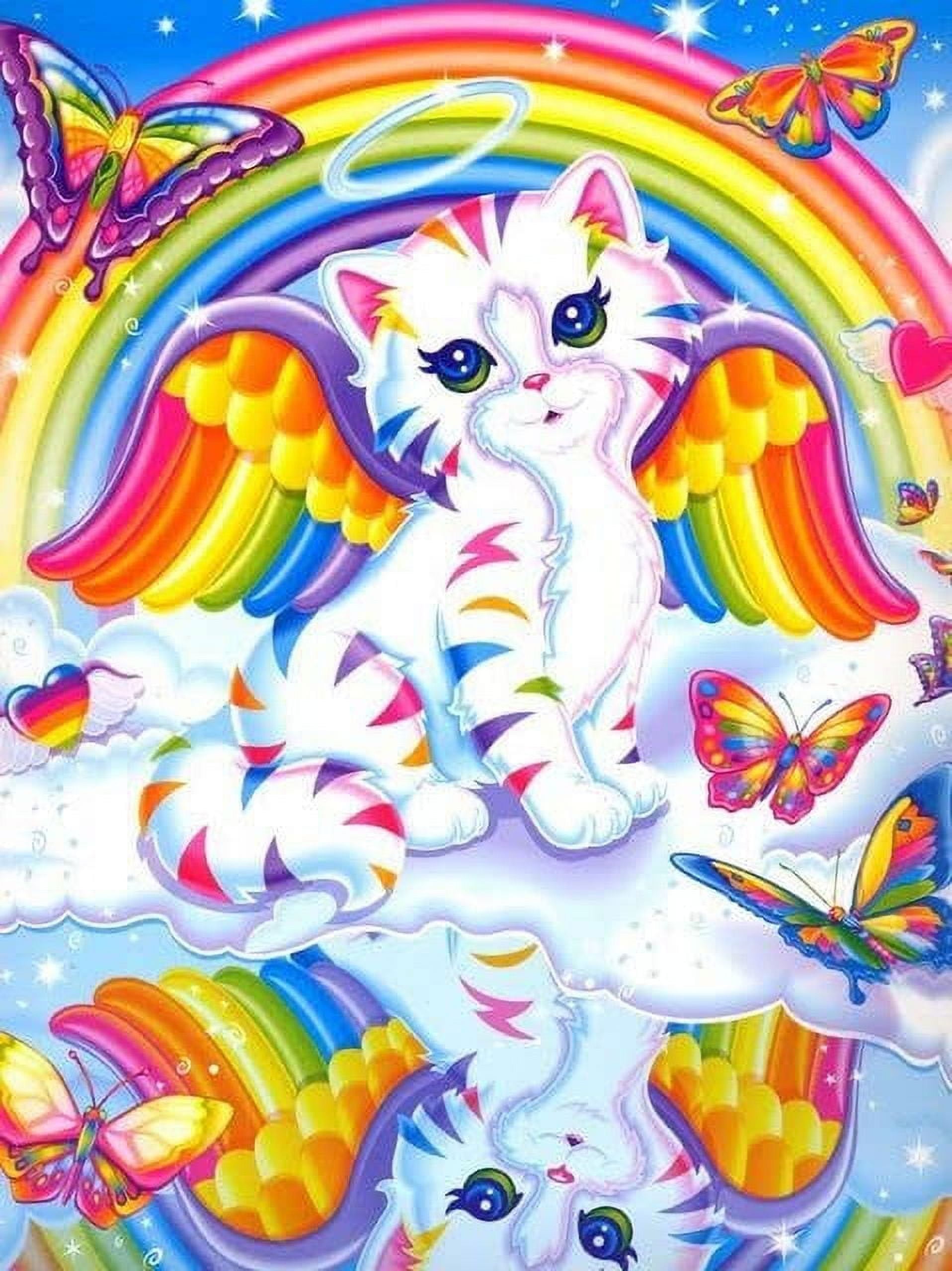 Rainbow Angel Kitten Edible Cake Topper fits 1/4 Sheet cake or larger ...