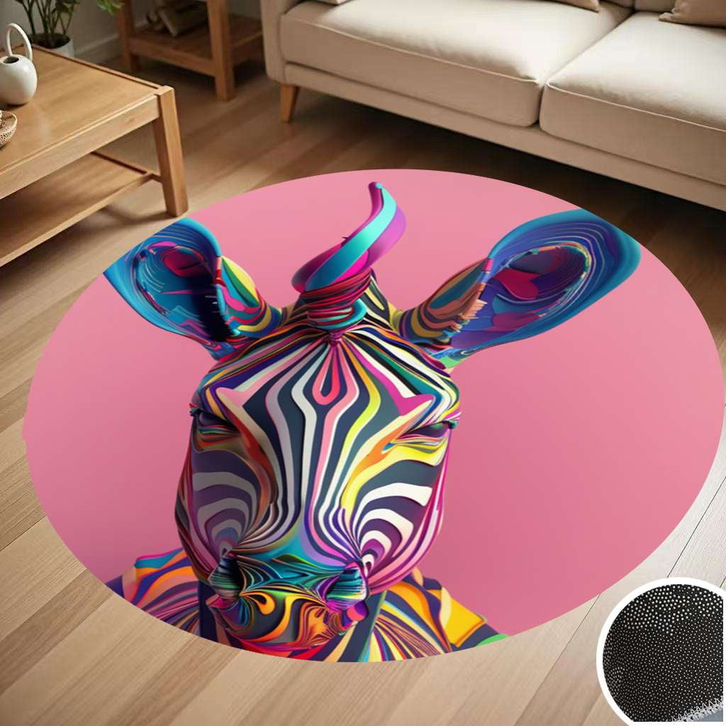 Rainbow Animals Zebra Round Carpet Living Room Bedroom Home Decoration ...