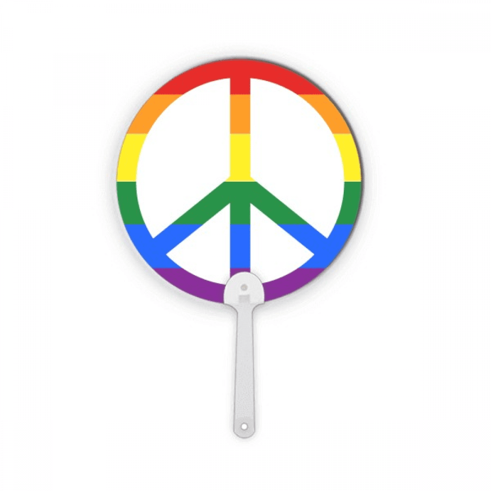 Rainbow Anti war LGBT Plastic Round Handheld Fan Decorations Craft ...