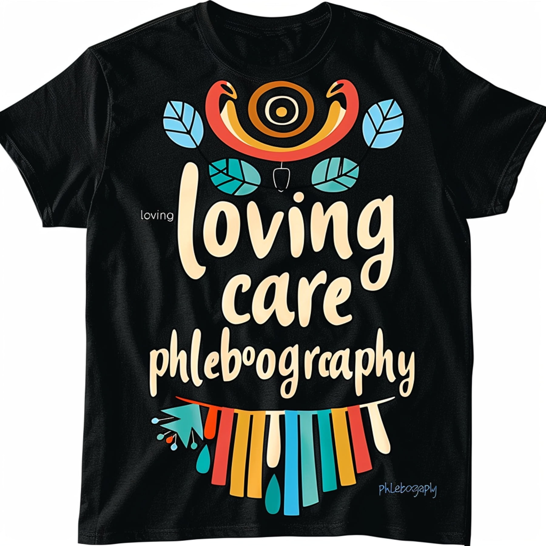 Rainbow Arrow Graphic Black Tee Loving Care Phlebography Squad Shirt ...