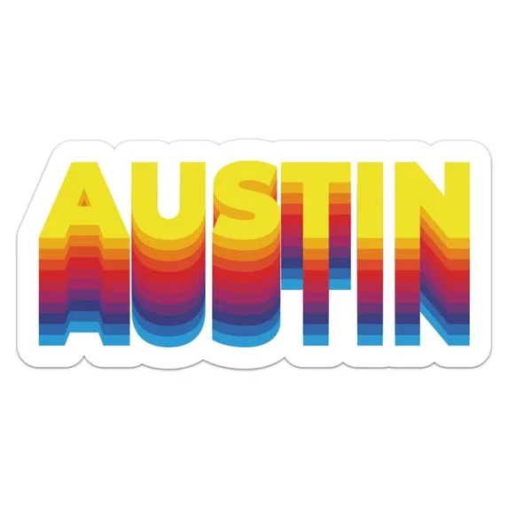 Rainbow Austin Name Sticker Phone Decal Water Bottle Stickers Car ...