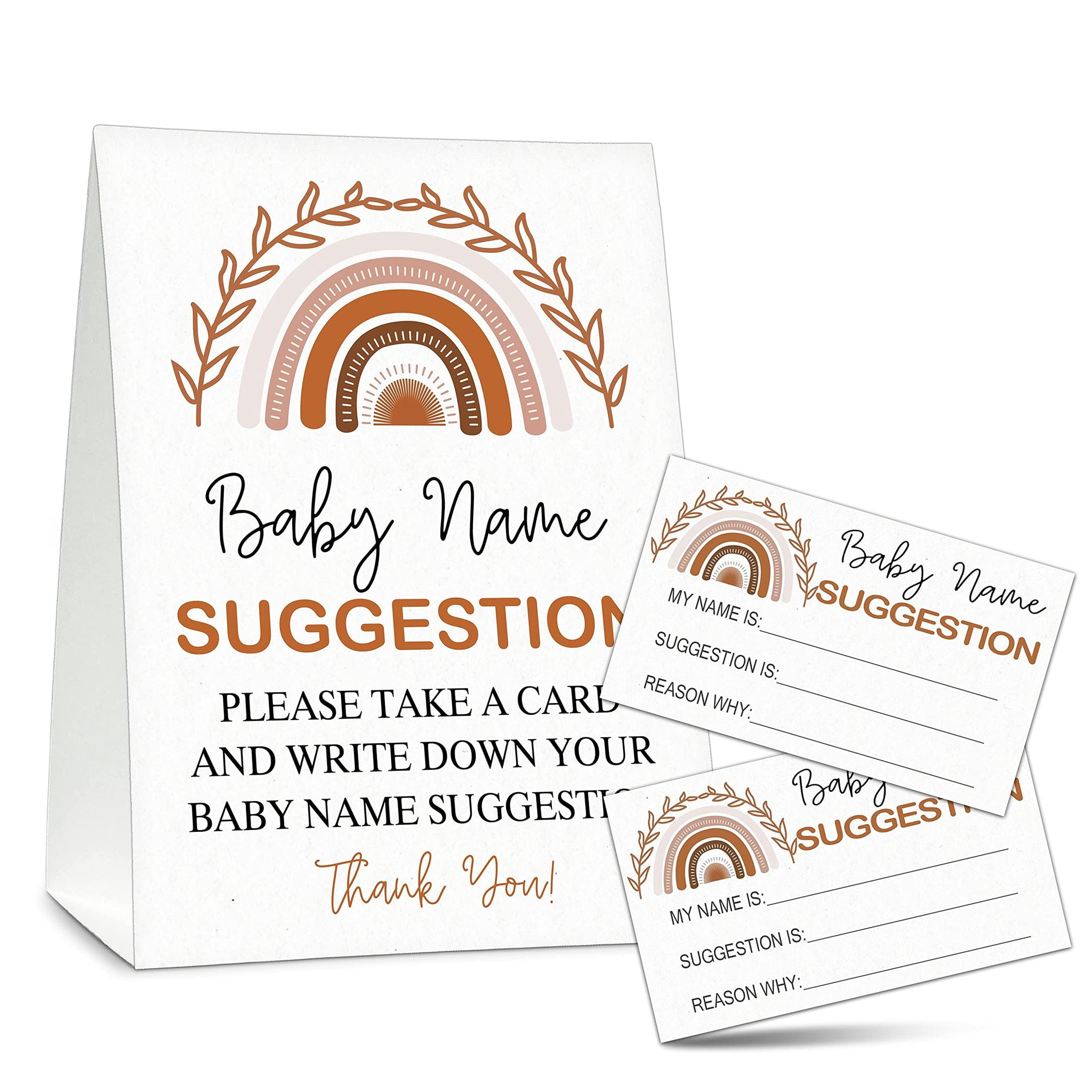 Rainbow Baby Name Ideas Game Set with 50 Suggestion Cards and Standing ...