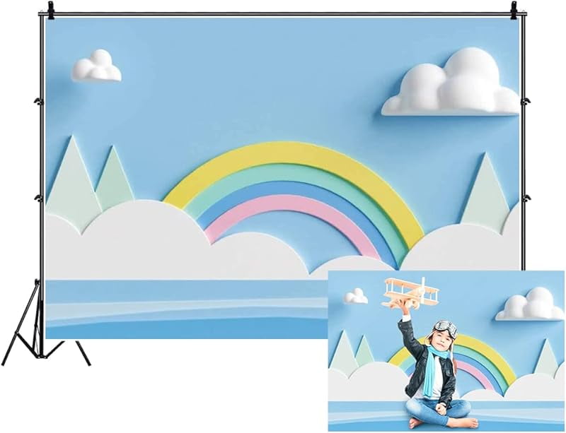 Rainbow Backdrop Back to School Backdrops for Photography Rainbow Blue ...