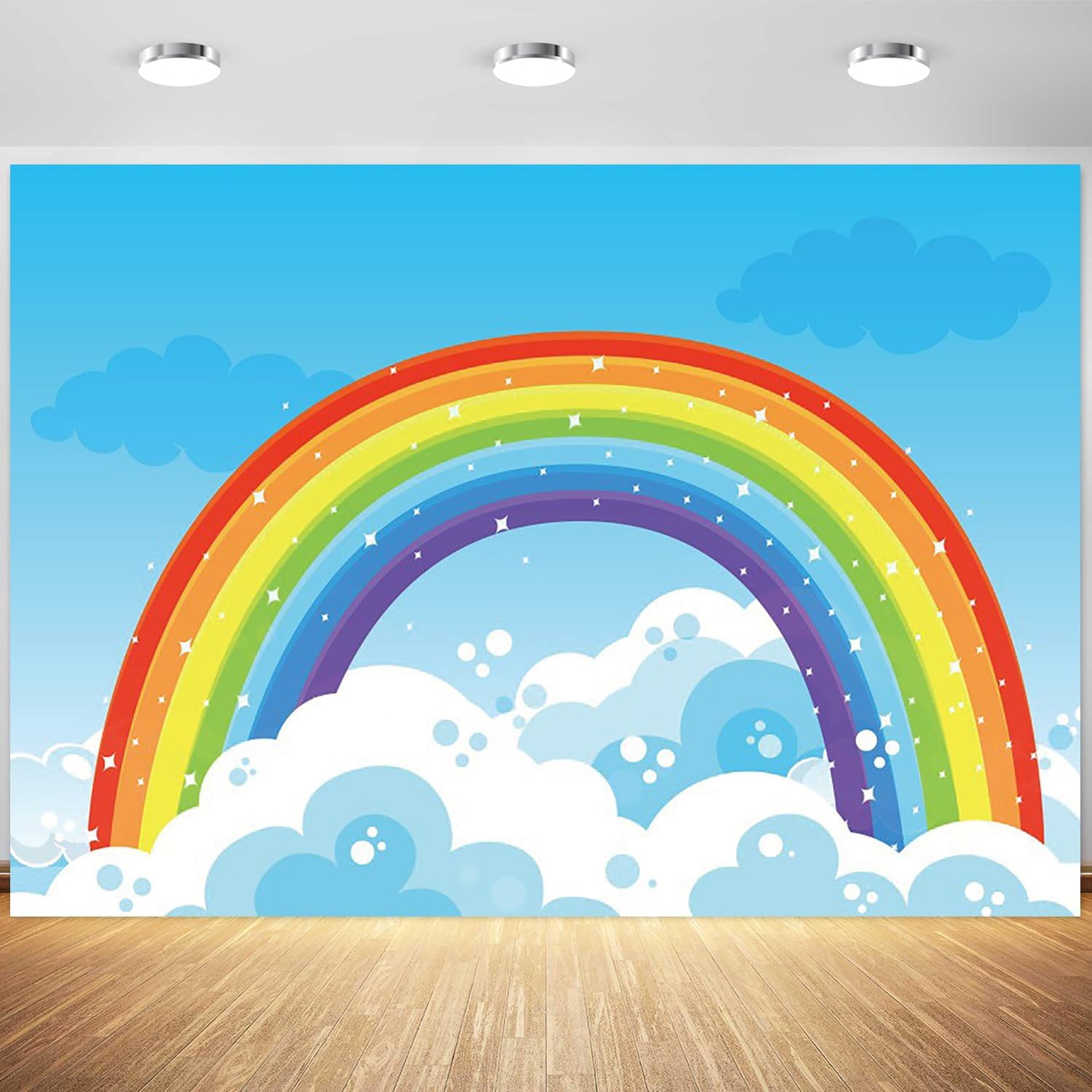Rainbow Backdrop Blue Sky Colorful Rainbow Cloud Photography Background ...