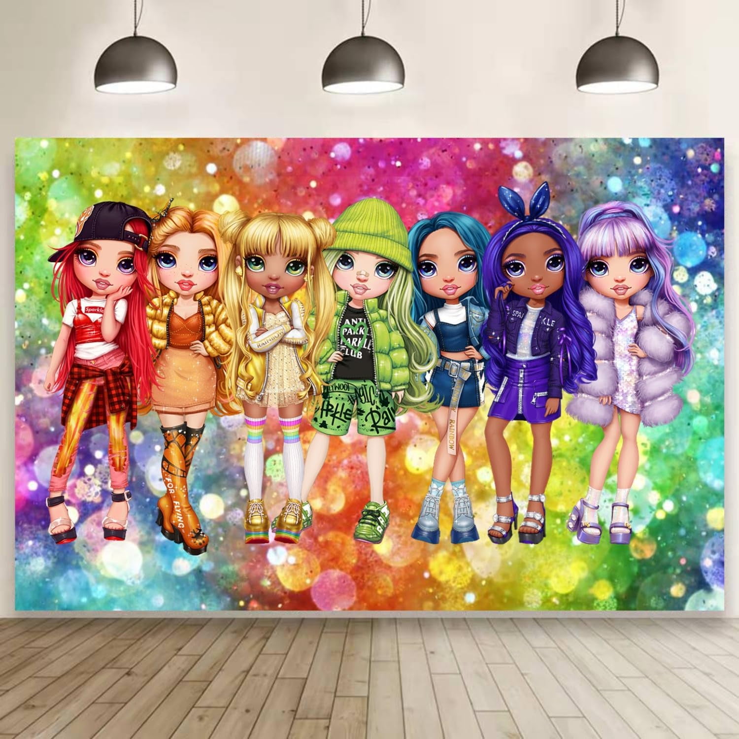 Rainbow Background Birthday Decorations, Rainbow Happy Birthday Banner ...