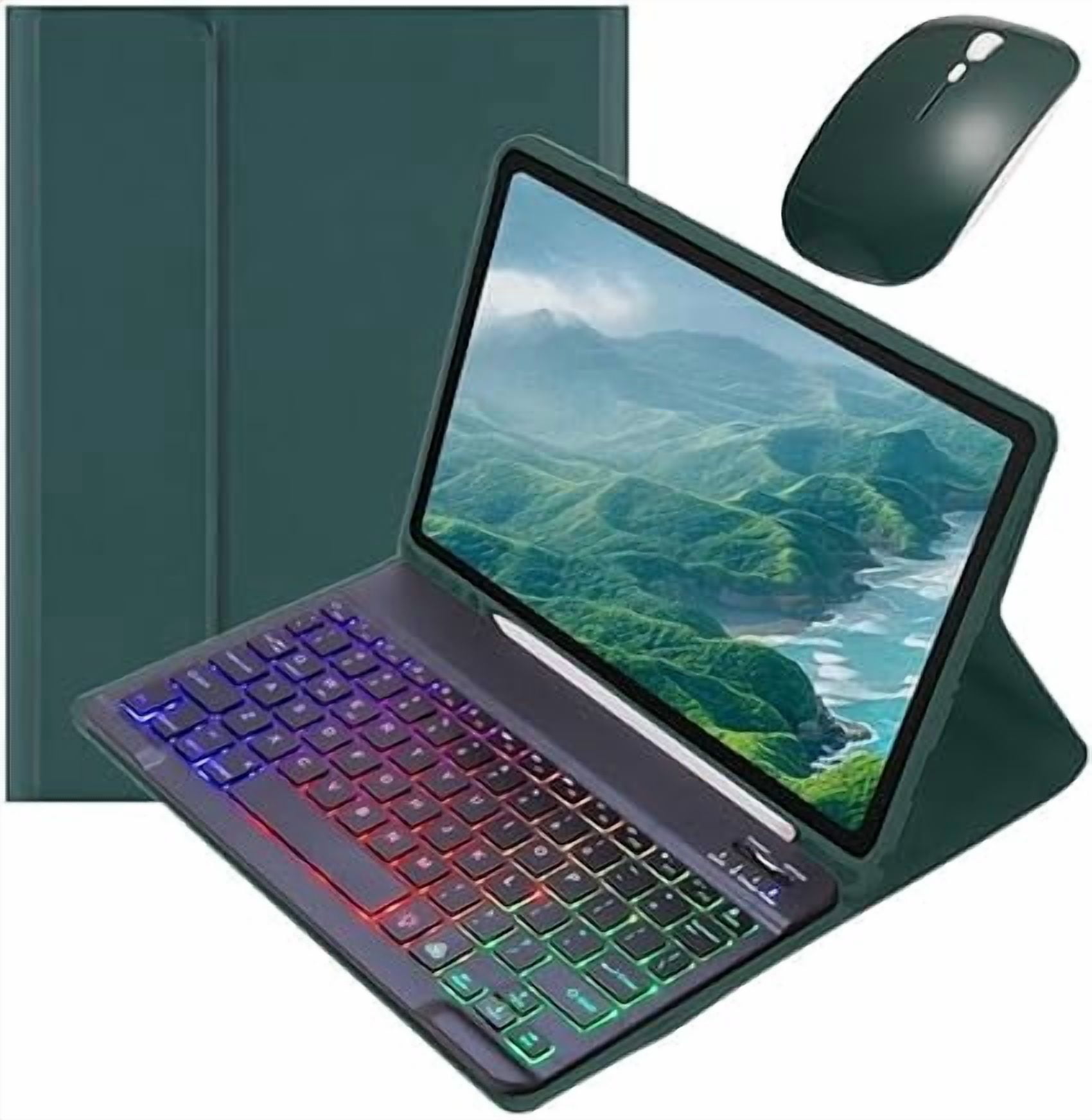 Rainbow Backlit Keyboard Case with Mouse, Darkgreen & Black for iPad ...