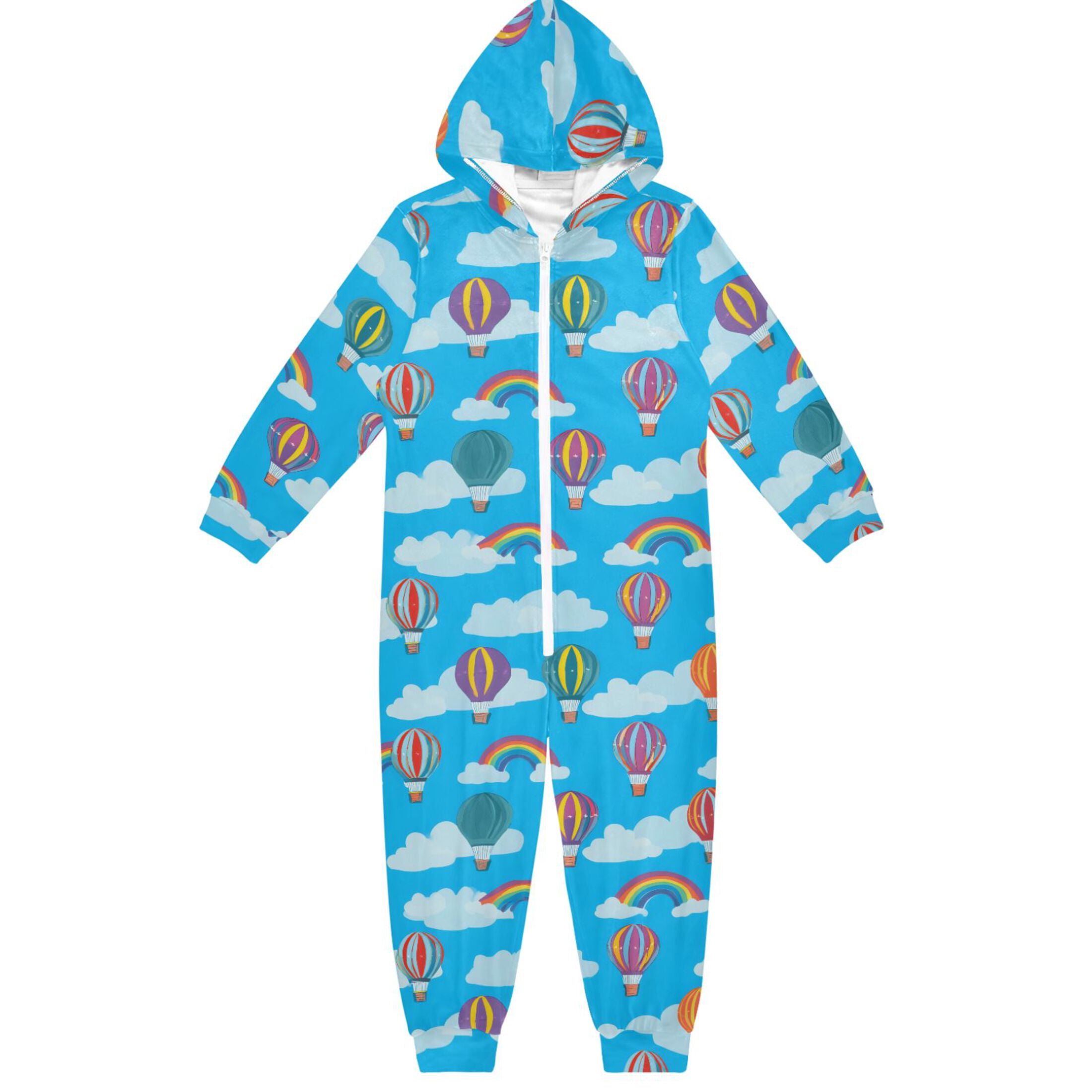 Rainbow Balloon Ride One Piece Pajamas Soft Jumpsuit Cozy Sleep and ...