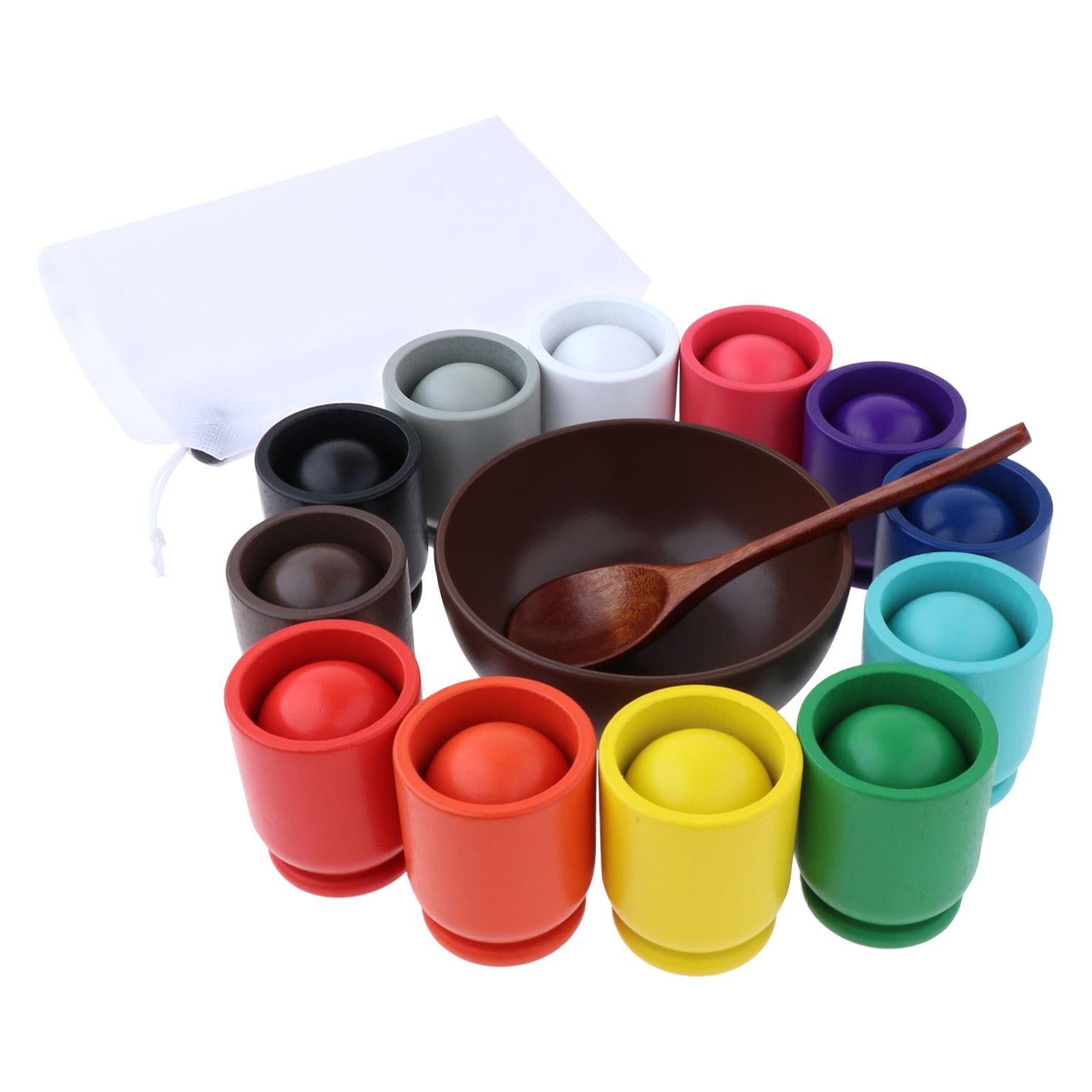 Rainbow Balls in Cups Montessori Baby Early Education Toys Motor Skill ...