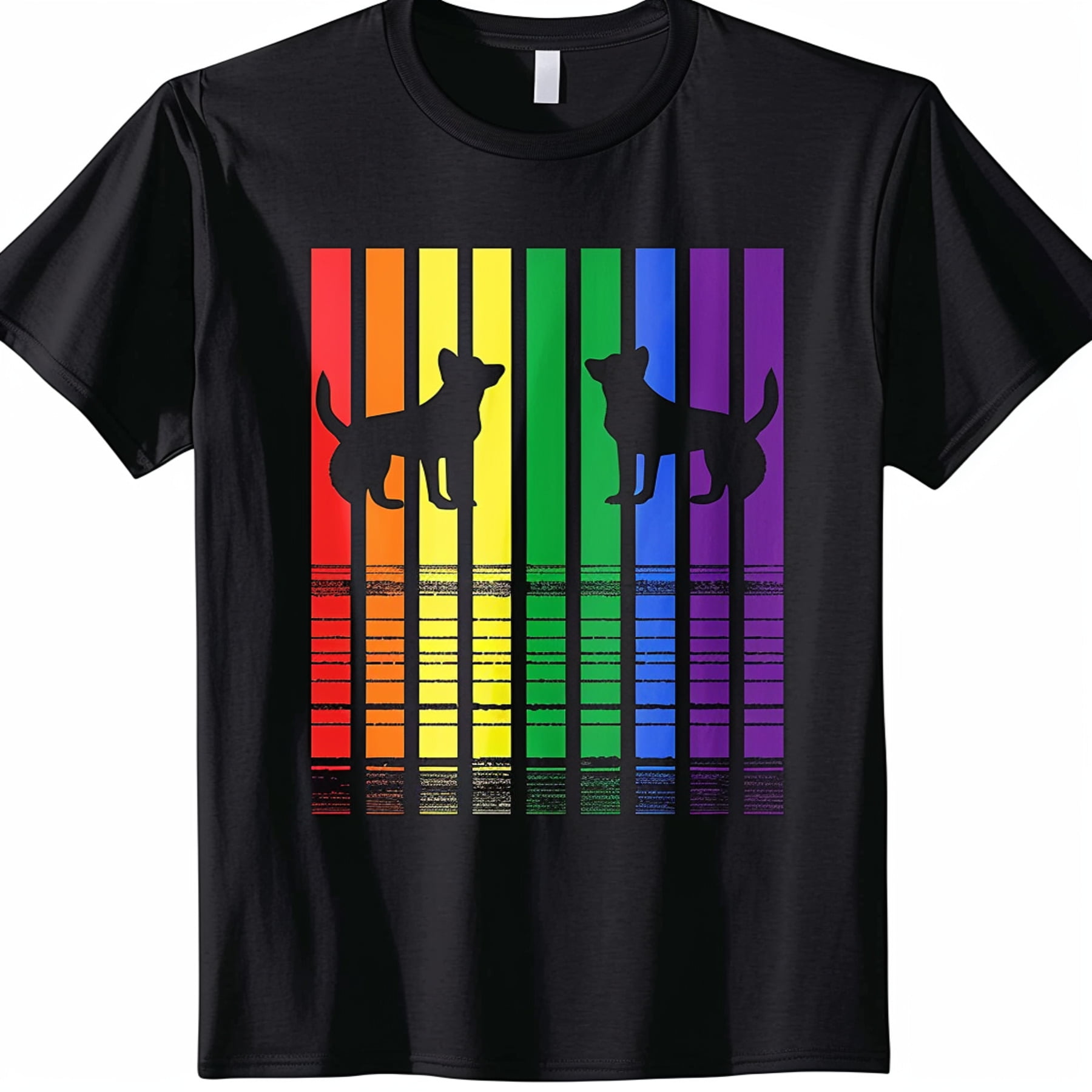 Rainbow Barcode Dog Paw Print Black TShirt Old English Brand Vector Art ...