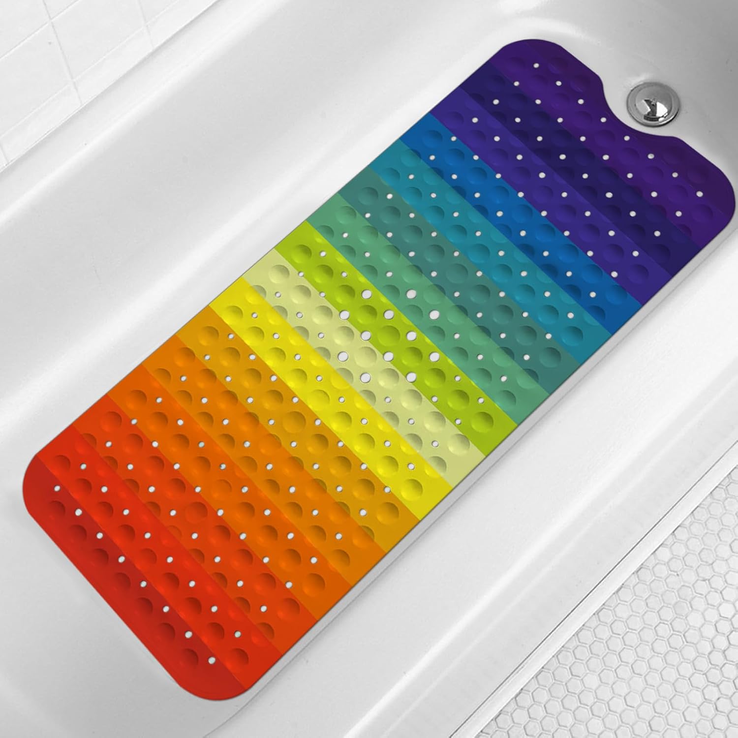 Rainbow Bathtub Mat, 40 X 16 Inch Tub Mat for Bathroom, Modern Abstract ...