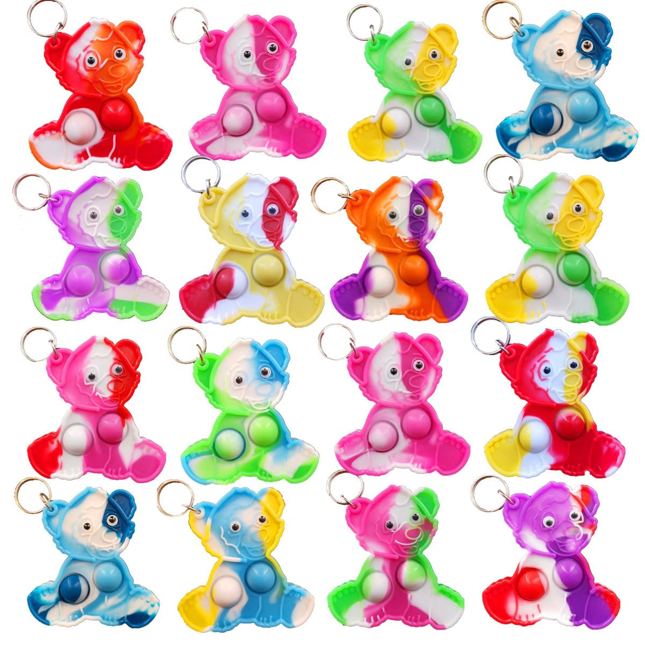 Rainbow Bear Bubble Poppers - 30 Pack Mini Fidget Pops for Kids ...
