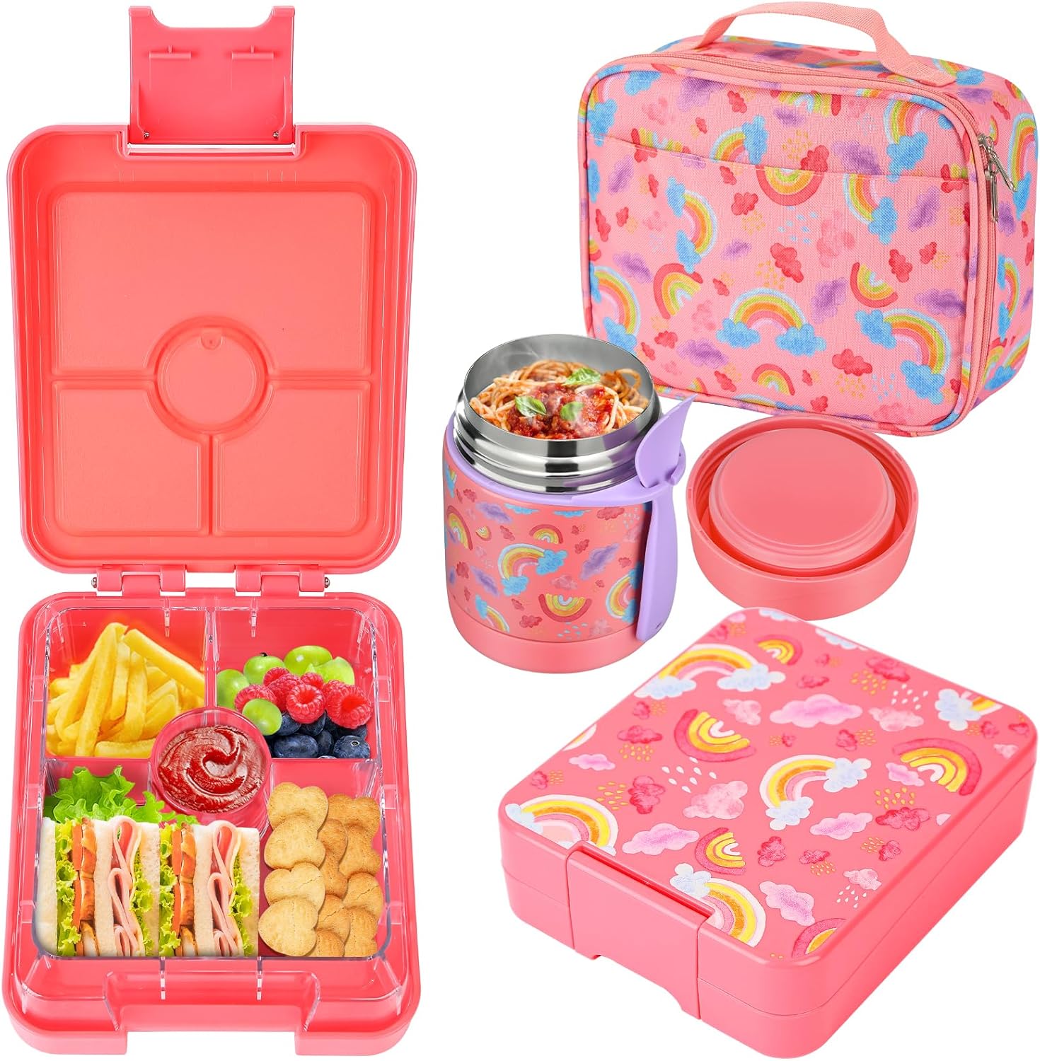 Rainbow Bento Lunch Box Set, 25.36 oz Capacity, Stainless Steel ...