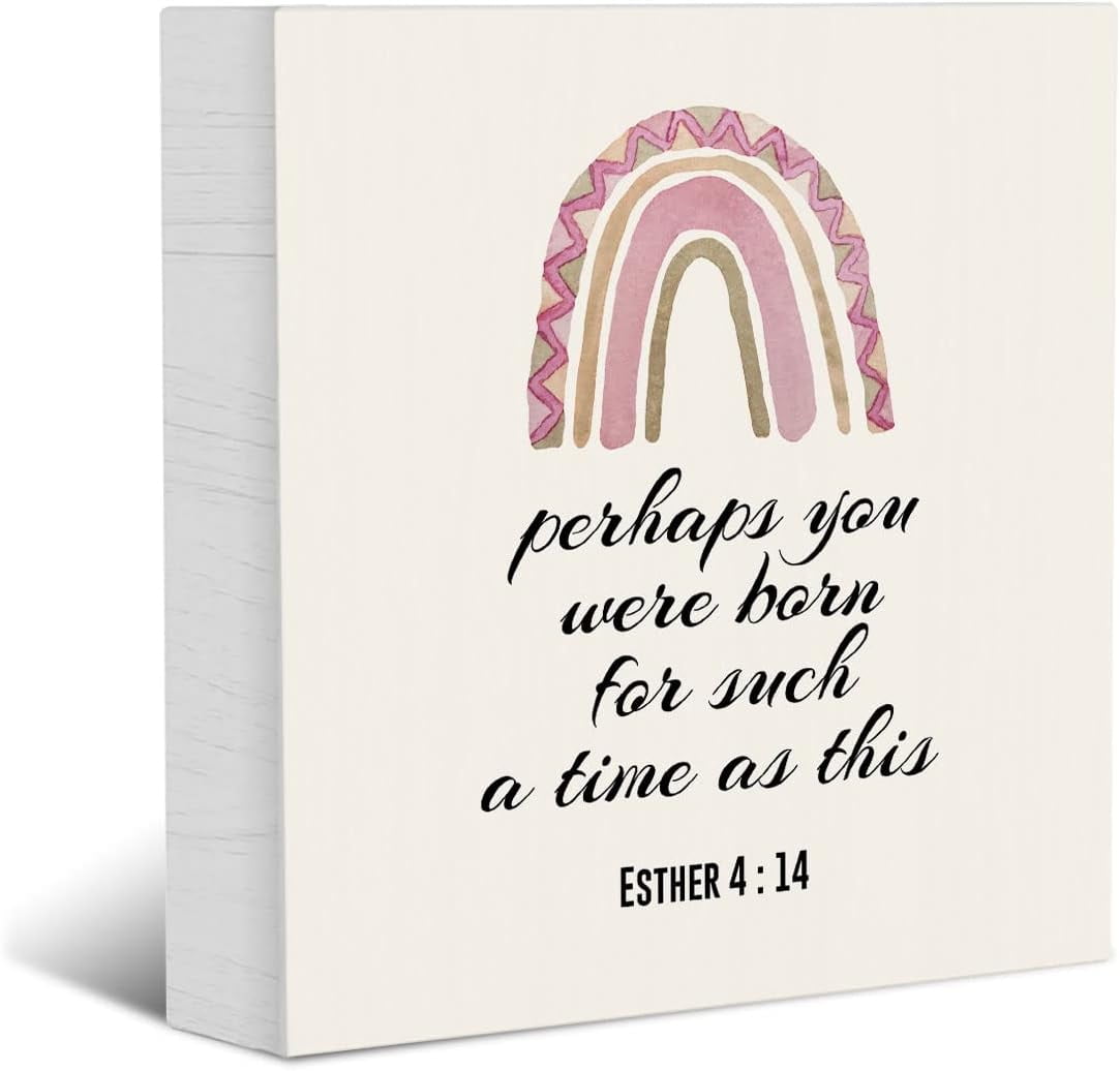 Rainbow Bible Verse Wood Box Sign, Perhaps You Were Born Esther 4 : 14 ...