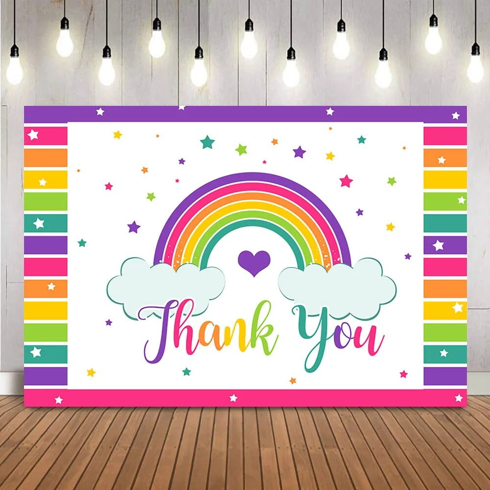 Rainbow Birthday Backdrop Thank you Customize DIY Photo Booth ...