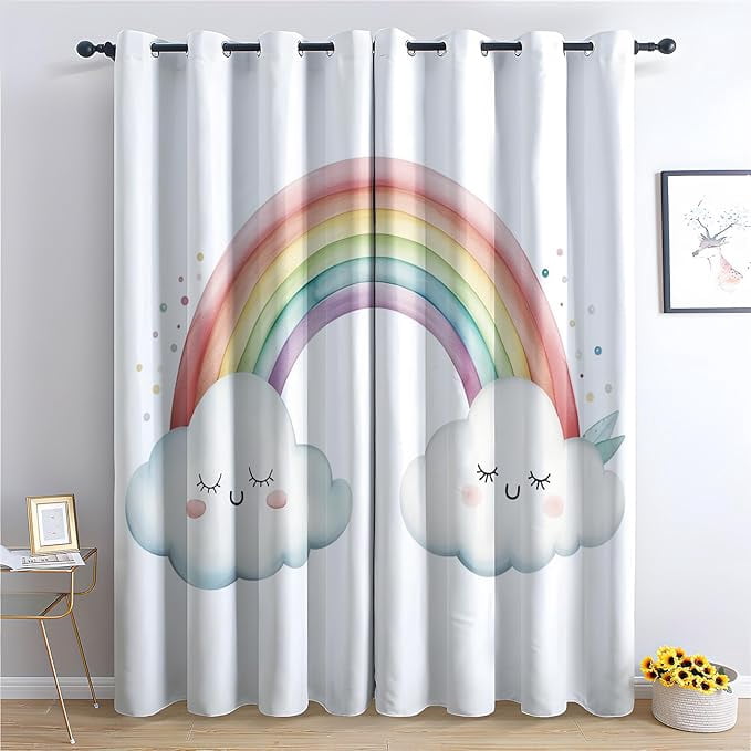 Rainbow Blackout Curtains For Bedroom Living Room, Kids Curtains & Home ...