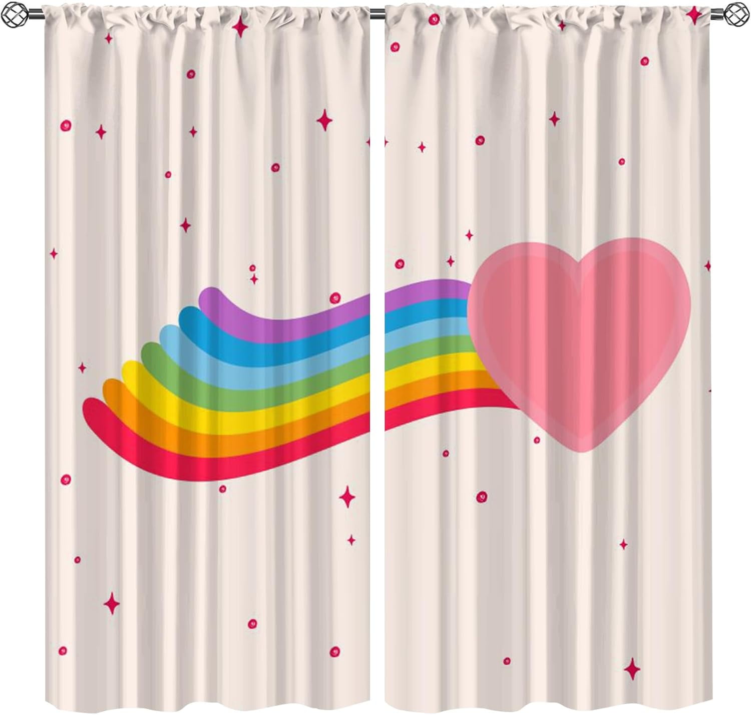 Rainbow Blackout Curtains, Road Clouds Abstract Cartoonish Rod Pocket ...