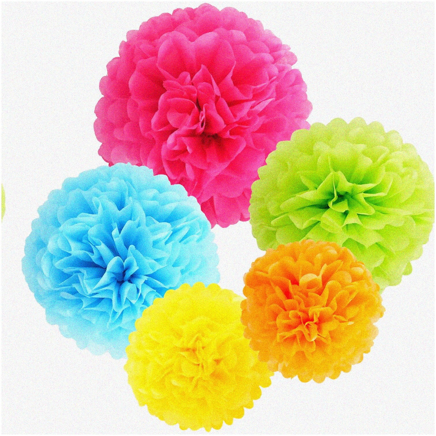 Rainbow Blooms: 15 Assorted Paper Pom Poms - Vibrant 14", 12", 10 ...