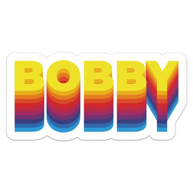 Rainbow Bobby Name Sticker Phone Decal Water Bottle Stickers Car Decals ...
