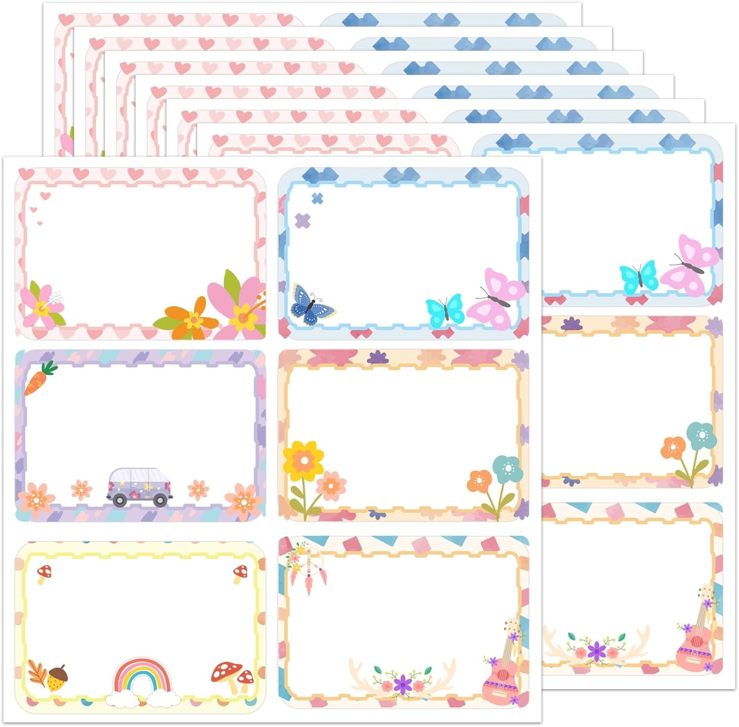 Rainbow Boho Name Tag Stickers for Desk Classroom 2 x 3 Inch - Self ...