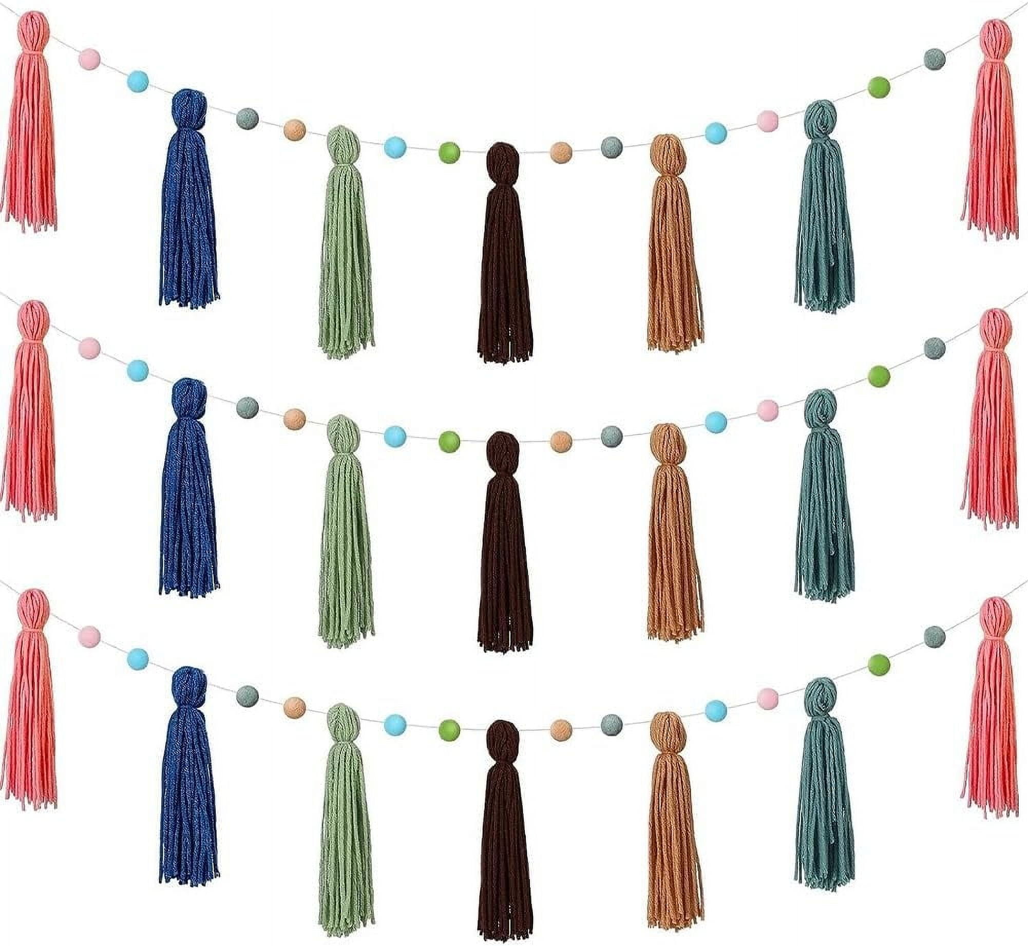 Rainbow Boho Yarn Tassel Garland Brown Retro Party Tassel Banner ...