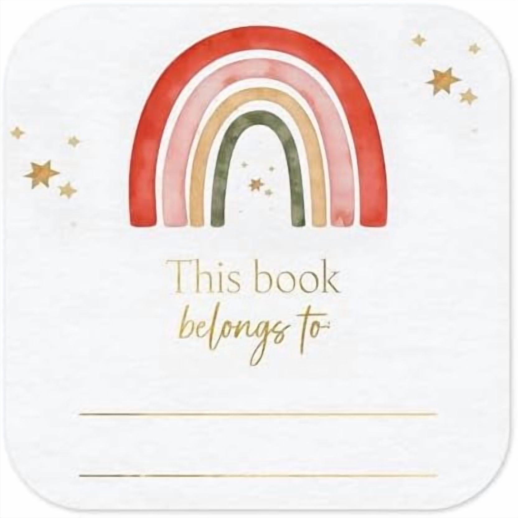 Rainbow Book Design This Book Belongs to Stickers | Book Plates Labels ...