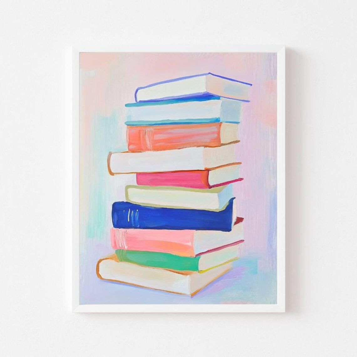 Rainbow Book Stack Painting Colorful Classroom Library Wall Art Print ...