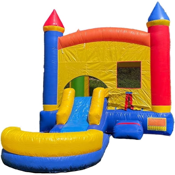 Rainbow Bounce House Combo Wet Dry Slide and 100% PVC Vinyl Pool ...