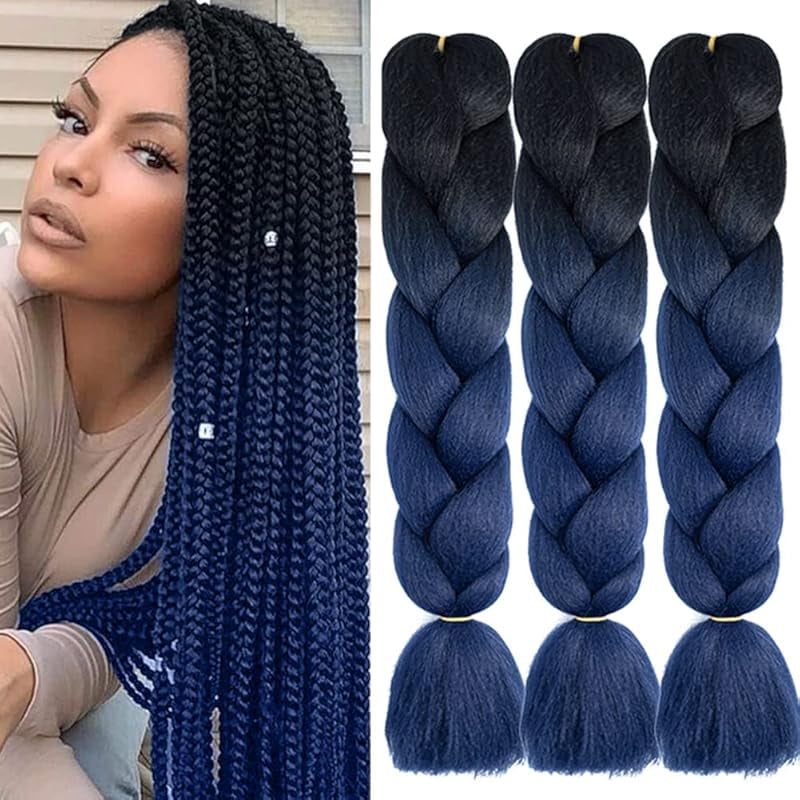Rainbow Braiding Hair Extension 24 Inch 3 Packs Synthetic Profession ...